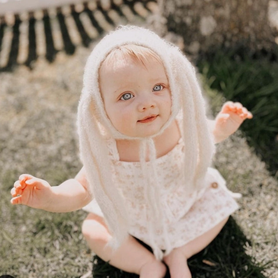 Handknit Baby Bunny Bonnet with floppy ears Newborn baby to 3 years old ...