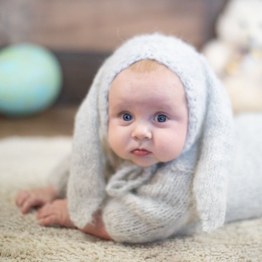 Handknit Baby Bunny Bonnet with floppy ears Newborn baby to 3 years old ...