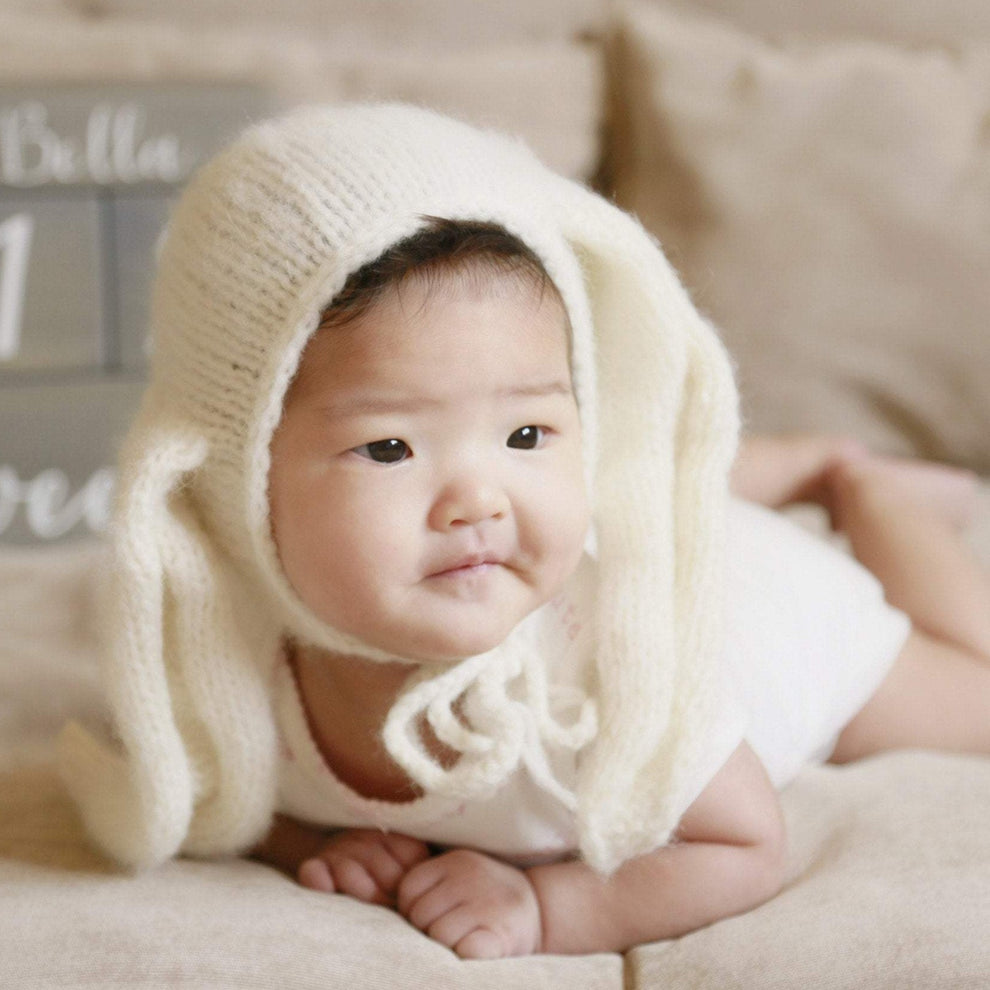 Handknit Baby Bunny Bonnet with floppy ears Newborn baby to 3 years old ...